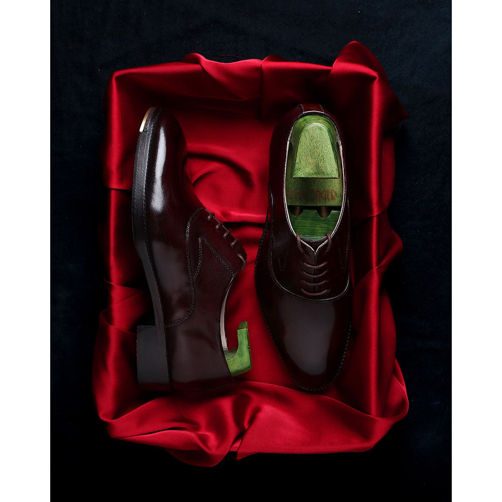 Brown Mirror Glossed Patina Semi Stitch Oxford + Metal Toe – FELLMONGER