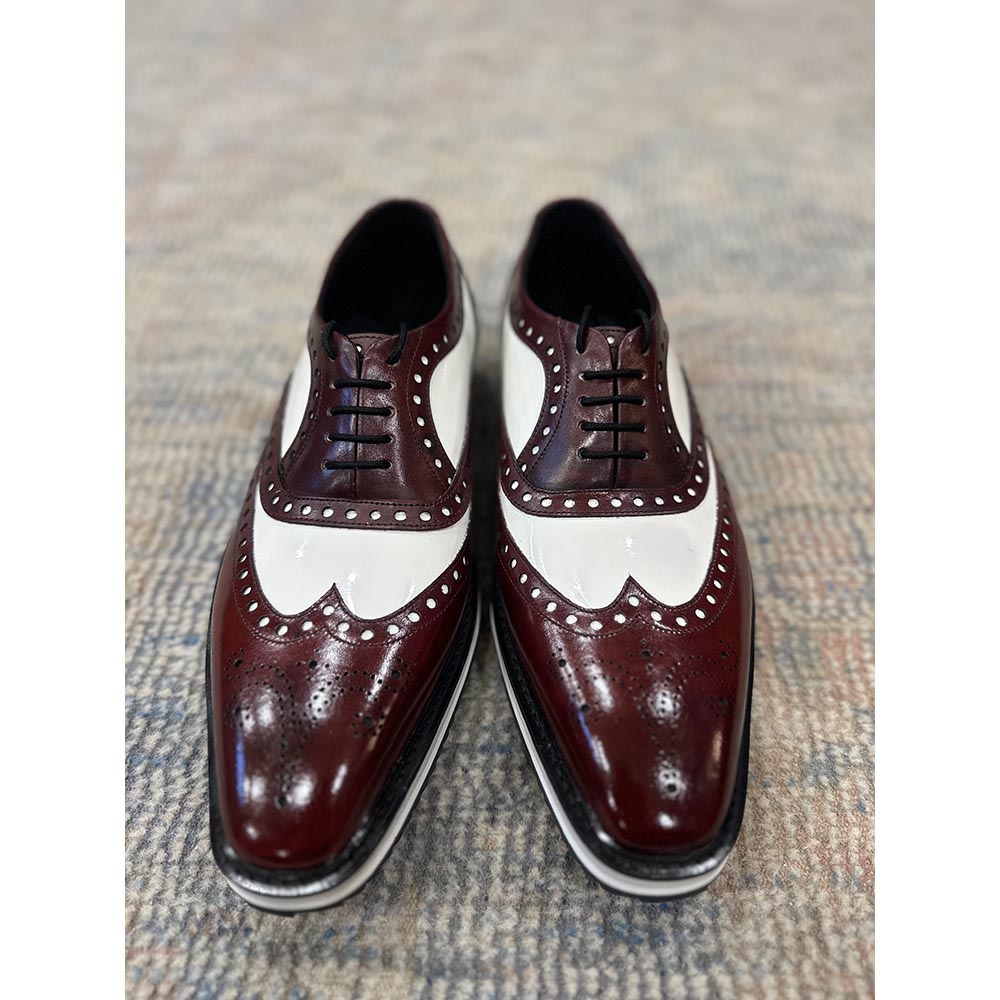 Burgundy + White Spectator Wingtip Oxford + Extralight Platform Sole ...