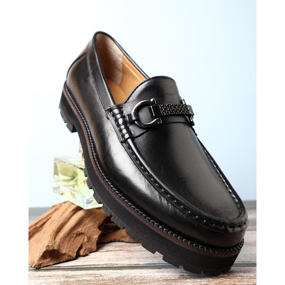 Black Mirror Glossed Buckle Mocassin with Extralight sole – FELLMONGER